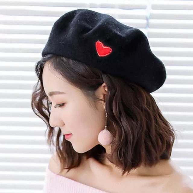Jual Wool Beret Love 06070238 / Beret Hat / Baret Hat / Topi Baret ...