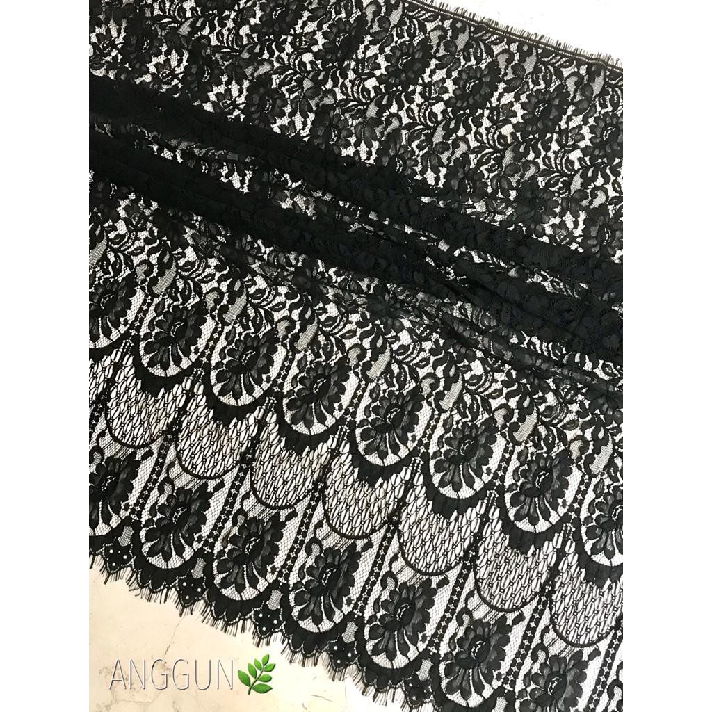 Jual Kain Brokat Bahan Brukat Panel 2 sisi Premium Import Grand Black ...