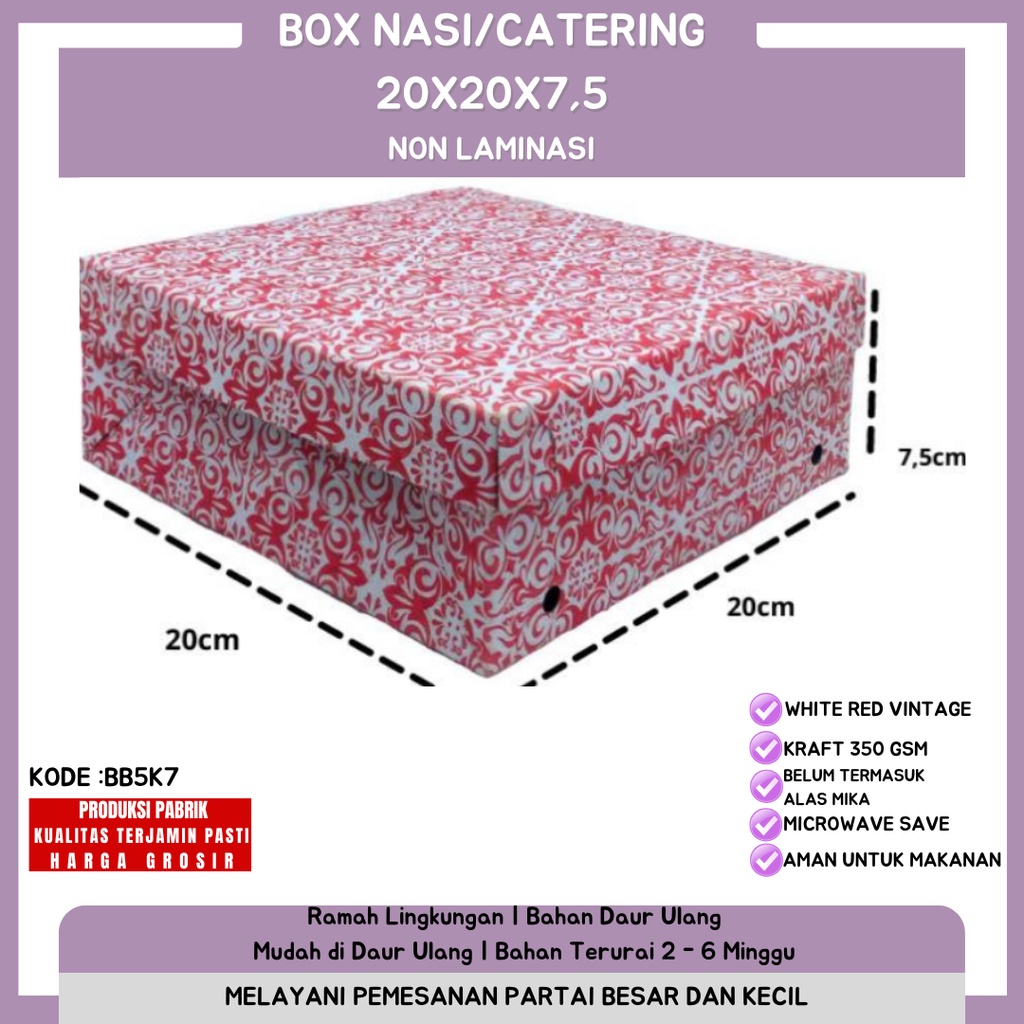 Jual Dus Nasi 20x20 Dus Nasi 20x20 Bahan 350 Gsm (BB5K7) | Shopee Indonesia