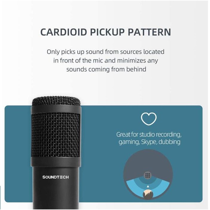 Jual SOUNDTECH USB Microphone Mic Condenser Recording Streaming Podcast ...