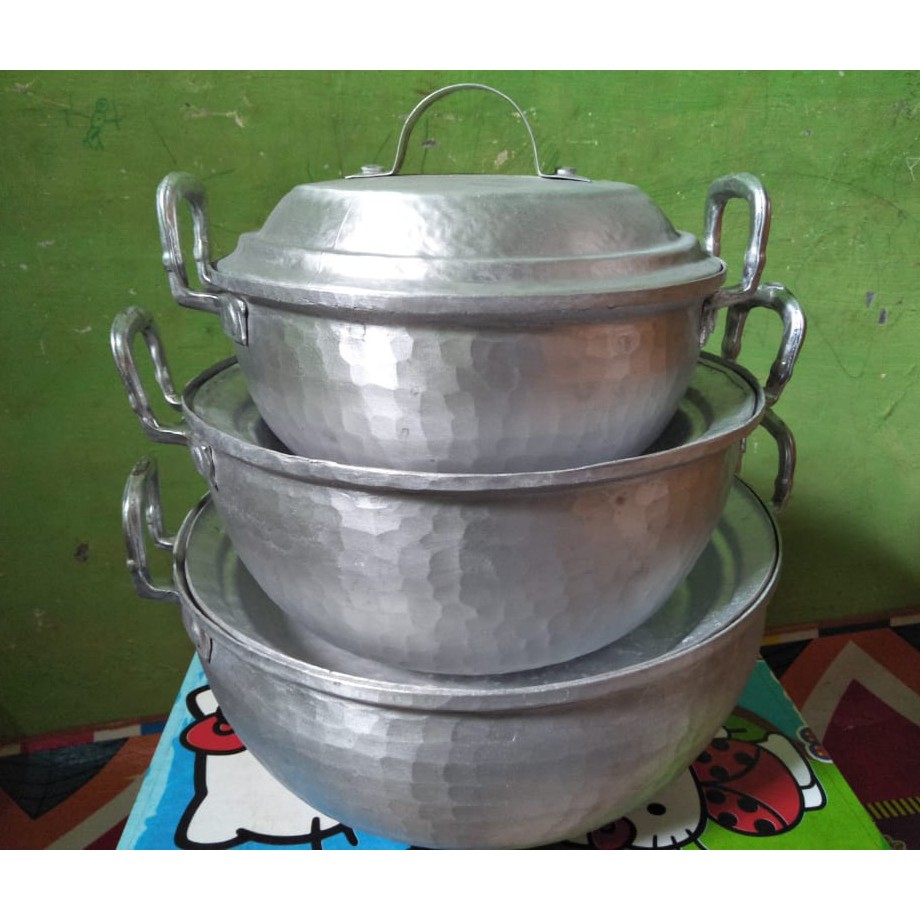 Jual panci sayur alumunium garut satu set isi 3 campur | Shopee Indonesia