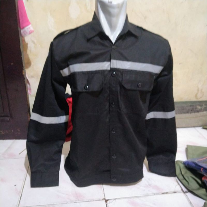 Jual ATASAN BAJU SAFETY /KATELPACK/WERPACK/TAMBANG/PROYEK HITAM PRIA ...
