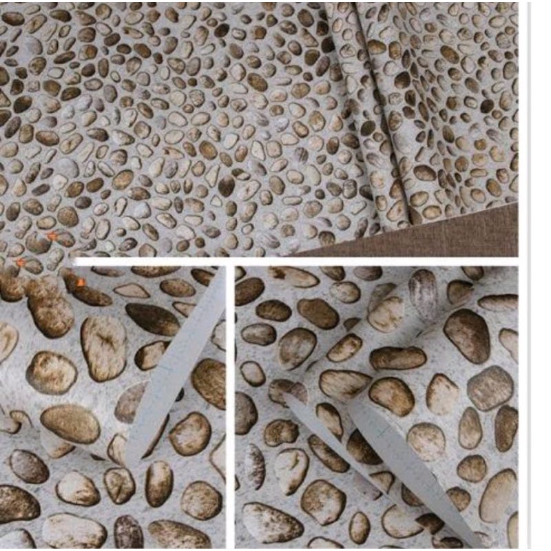 Jual Wallpaper Sticker Dinding Motif Batu kali, Batu Kerikil Super ...