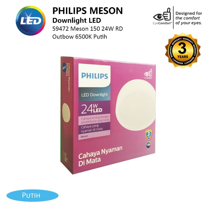 Jual Downlight LED Bulat Outbow Philips 59474 Meson 200 24w 65K S Putih ...
