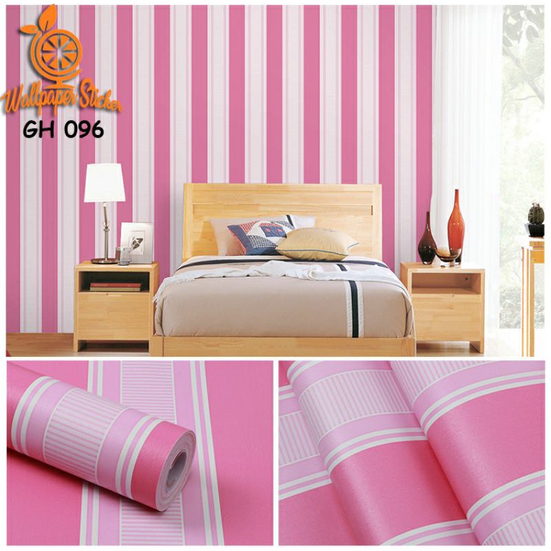 Jual SALUR PINK GARIS Wallpaper sticker dinding elegan ukuran 45 cm x 8 meter merk ORANGE ...