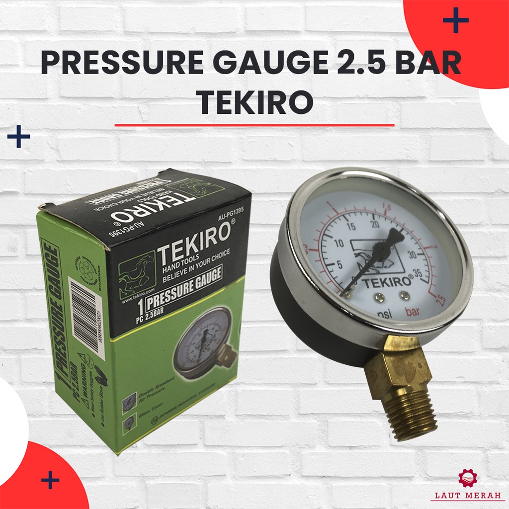 Jual Manometer 2.5 kg TEKIRO Pressure Gauge 2,5 bar 2.5kg Mano Meter ...