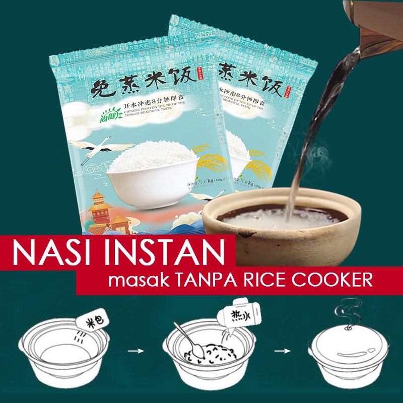 Jual 100gr Nasi instan masak TANPA RICE COOKER/ Steam rice/Nasi hiking ...
