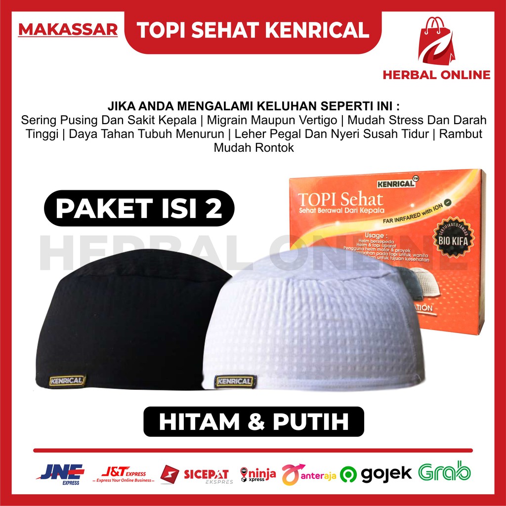 Jual [ISI 2] TOPI SEHAT KENRICAL ORIGINAL HITAM&PUTIH | Shopee Indonesia