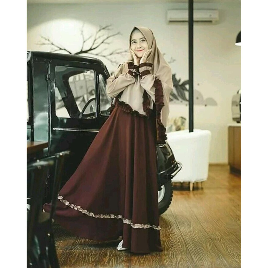 Jual Baju Gamis Arsya Syar'i Satu Set Hijab Crinkel Airflow Premium DFM ...