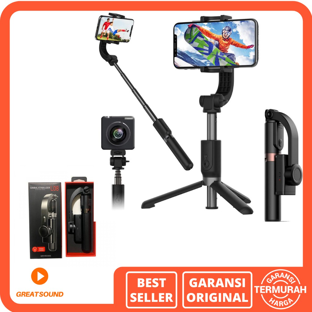 Jual Tripod Bluetooth l08 Gimbal Stabilizer Selfie Stick l08 stabilizer For Smartphone Tripod HP ...