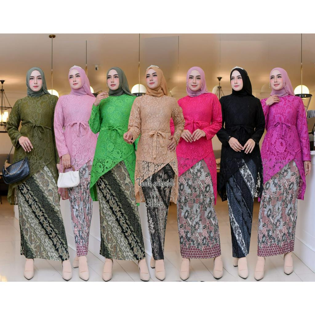 Jual Setelan Kebaya Modern Set Kebaya Brukat Srikandi & Motif Rok Plisket Batik Aneka Warna ...