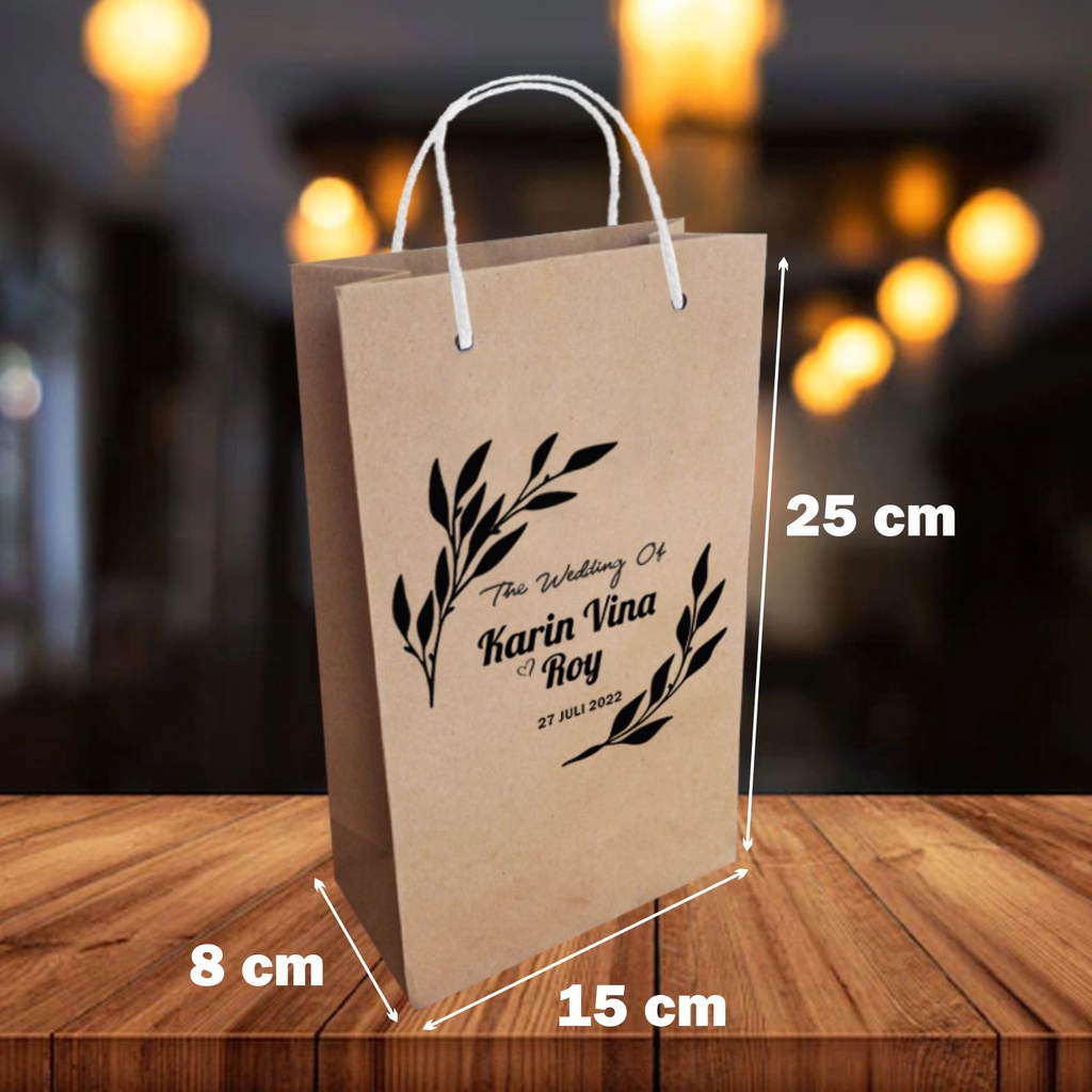 Jual Paperbag 15x8x25 Coklat Sablon / Paperbag Polos Coklat / Paperbag ...