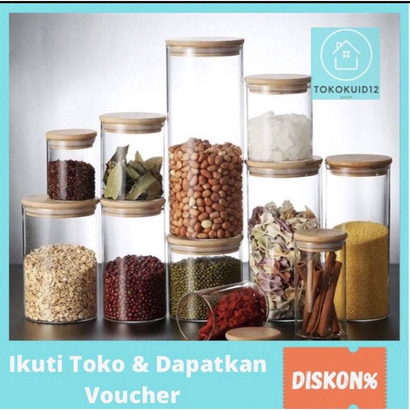 Jual Toples Kaca Tutup Kayu Bulat Kedap Udara Borosilicate Glass ...