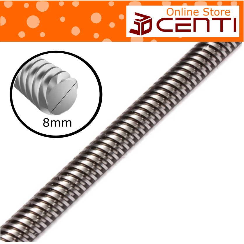 Jual T8 8mm pitch 2mm lead 8mm Leadscrew lead screw 100mm 150mm 200mm 250mm 300mm 330mm 350mm ...