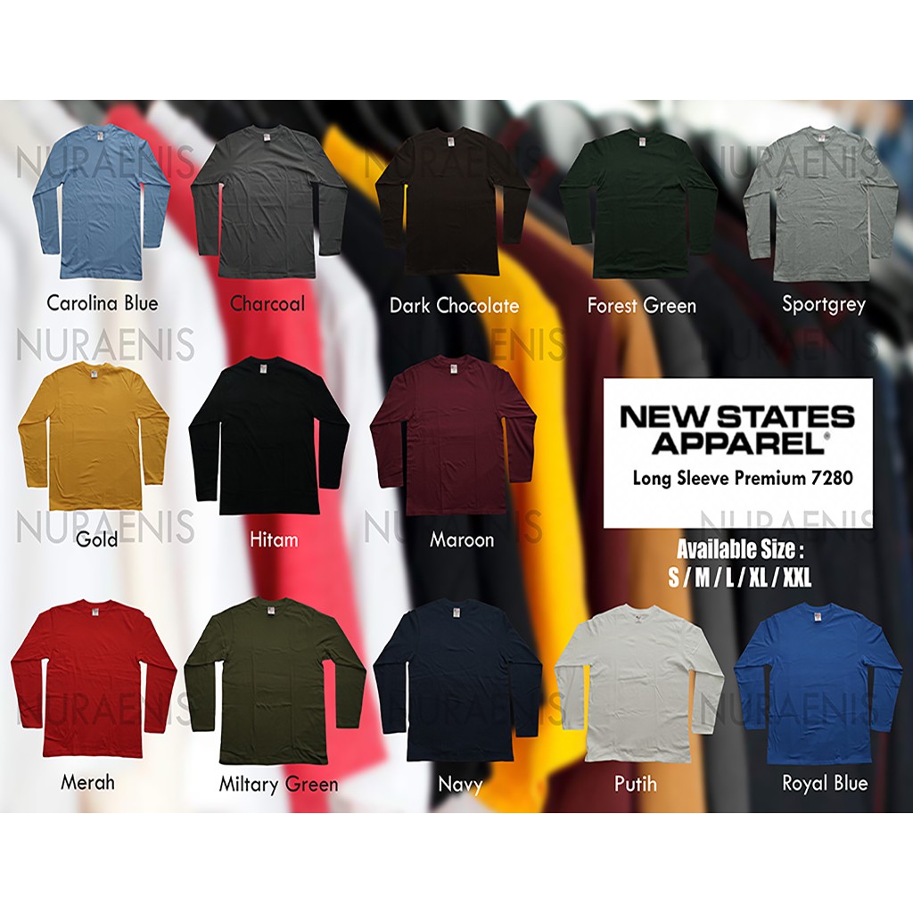 Jual Kaos Polos Long Sleeve New States Apparel NSA - Lengan Panjang ...