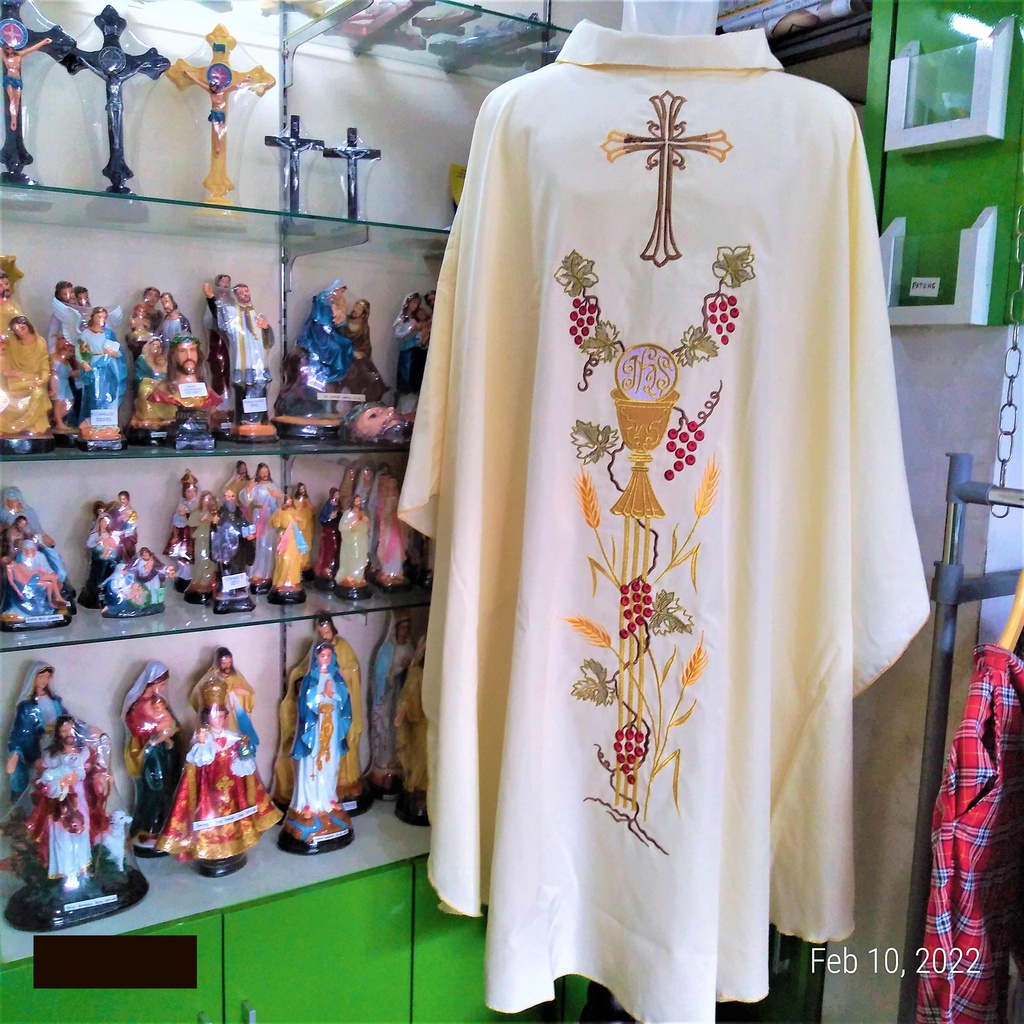 Jual Kasula Pastor/Kasula Bordir D4 Hosti Piala Anggur Gandum krah ...