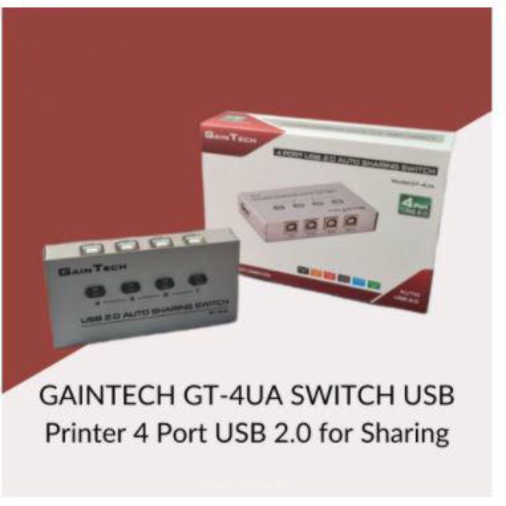 Jual Usb 2.0 switch auto gaintech 4 port sharing for universal printer gt-4ua - Usb2.0 switcher ...