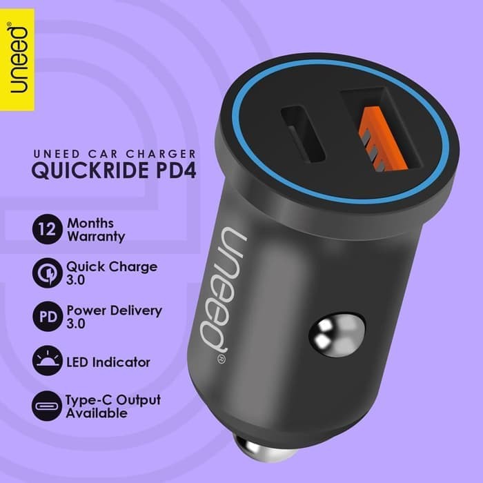 Jual UNEED QuickRide Car Charger Qualcomm 3.0 with Power Delivery ...