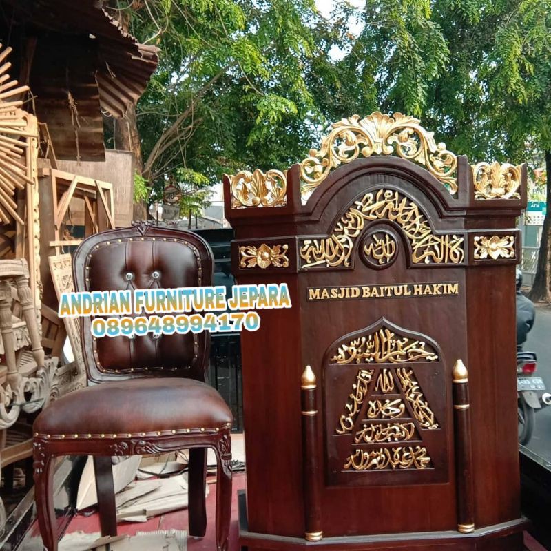 Jual mimbar masjid mimbar khotib dari kayu jati finishing | Shopee ...