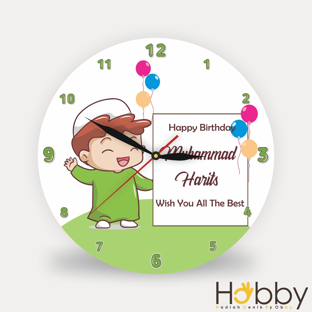 Jual JAM DINDING UNIK CUSTOM NAMA CARTOON HADIAH ULTAH KAYU HAMPERS ...