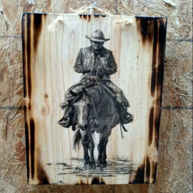 Jual LUKISAN KAYU KUDA COWBOY COUNTRY PAJANGAN VINTAGE DEKORASI KAFE ...