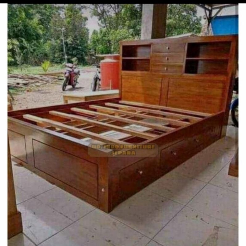 Jual tempat tidur Divan kayu jati model minimalis ukuran 180cm | Shopee ...