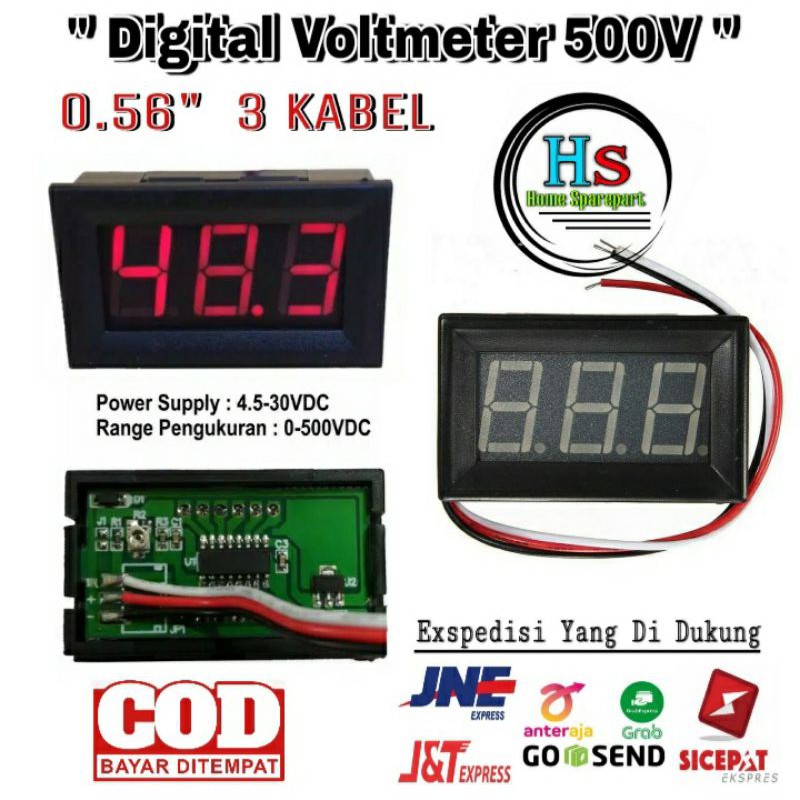 Jual Voltmeter DC 500V / Digital Voltmeter 0-500V DC / Voltmeter Digital 500V DC Termurah ...