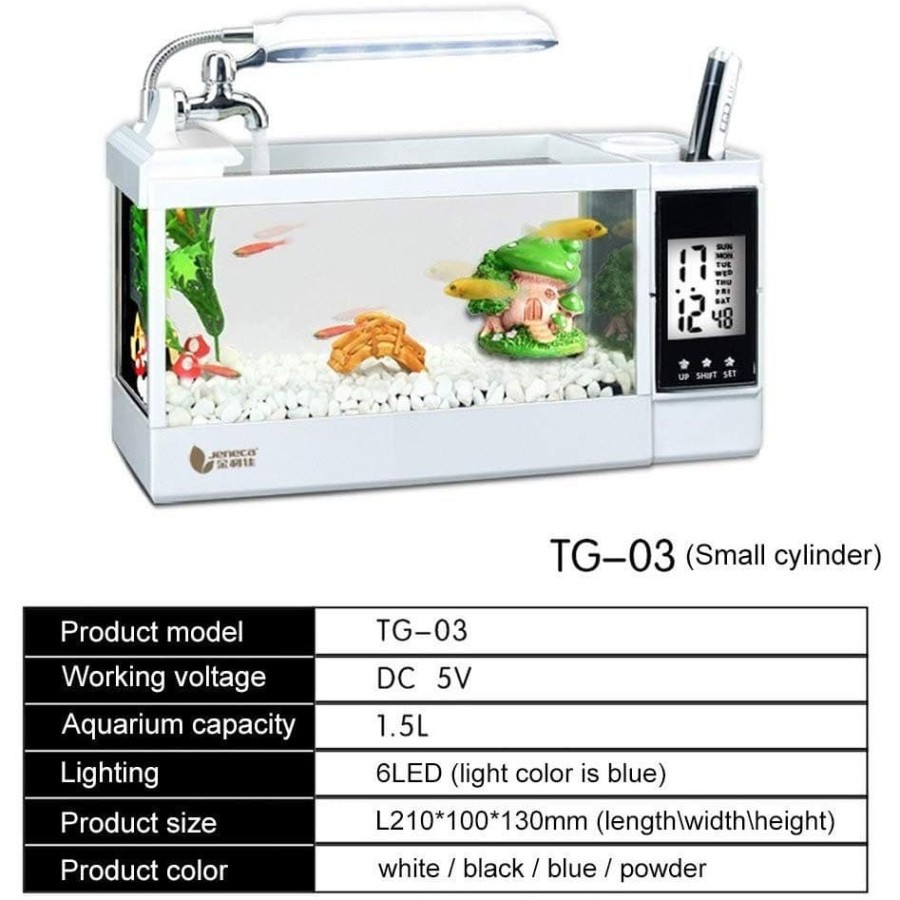 Jual Aquarium Mini USB Fish Tank Desktop Akuarium ikan Cupang Guppy ...