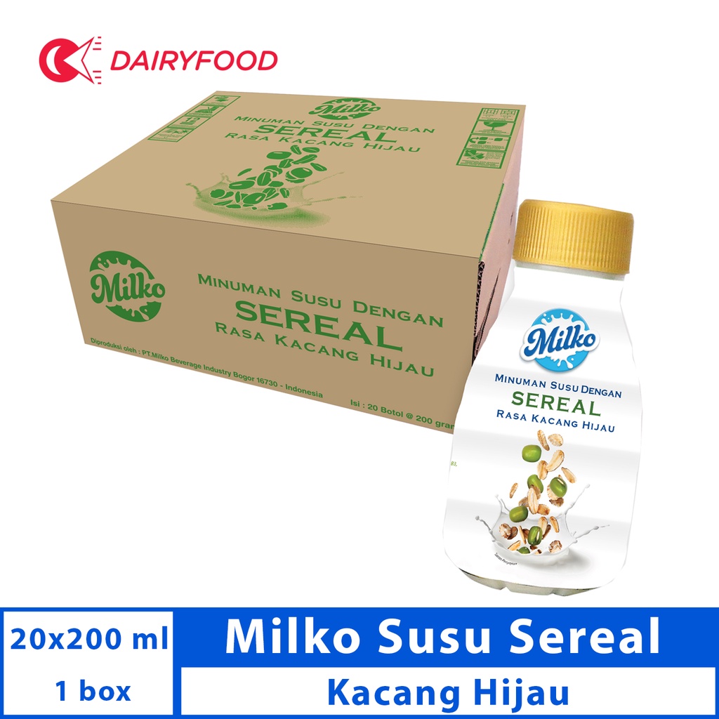 Jual MILKO SUSU SEREAL KACANG HIJAU 1 KARTON ( 20 BOTOL X 200 ML ...