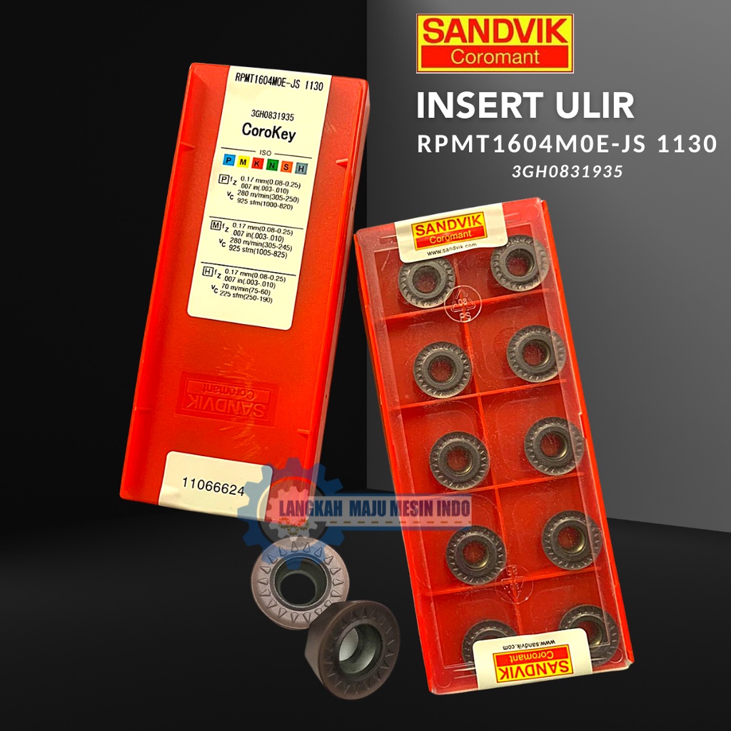 Jual Insert Drat Sandvik RPMT1604M0E-JS 1130 / Pisau Drat Ulir Luar ...