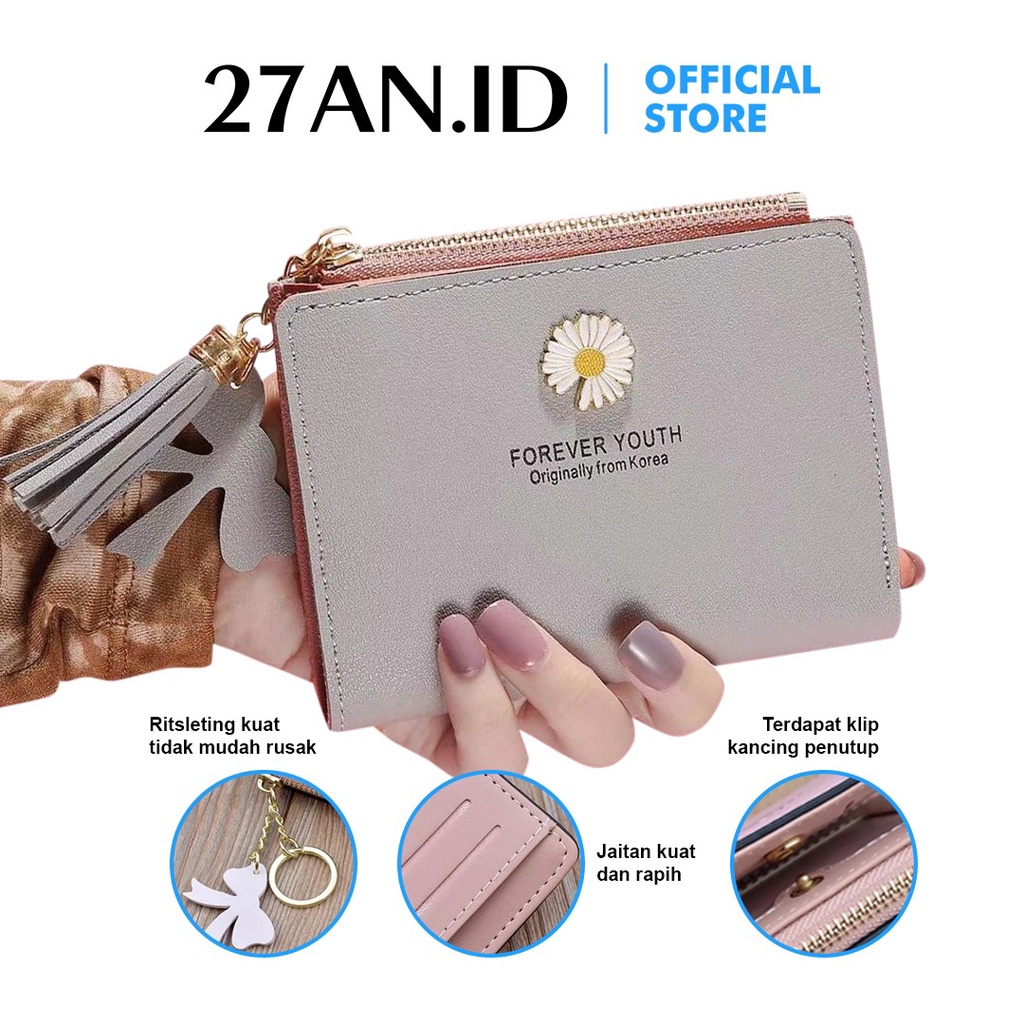 Jual (27AN.ID) Dompet Lipat Mini Wanita DK010 Dompet Lipat Wanita Motif Bunga Daisy Timbul ...