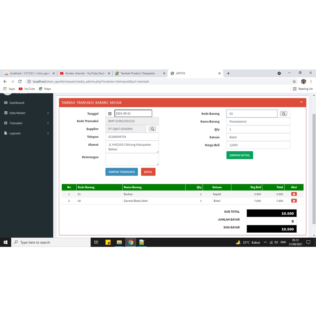 Jual Aplikasi APOTIK / PENJUALAN / POS Berbasis web PHP mysql Native ...