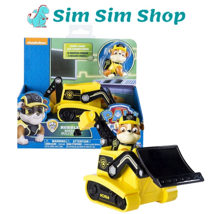 Jual Paw Patrol Rubble's Rubble Mission Bulldozer Figure Set Original ...