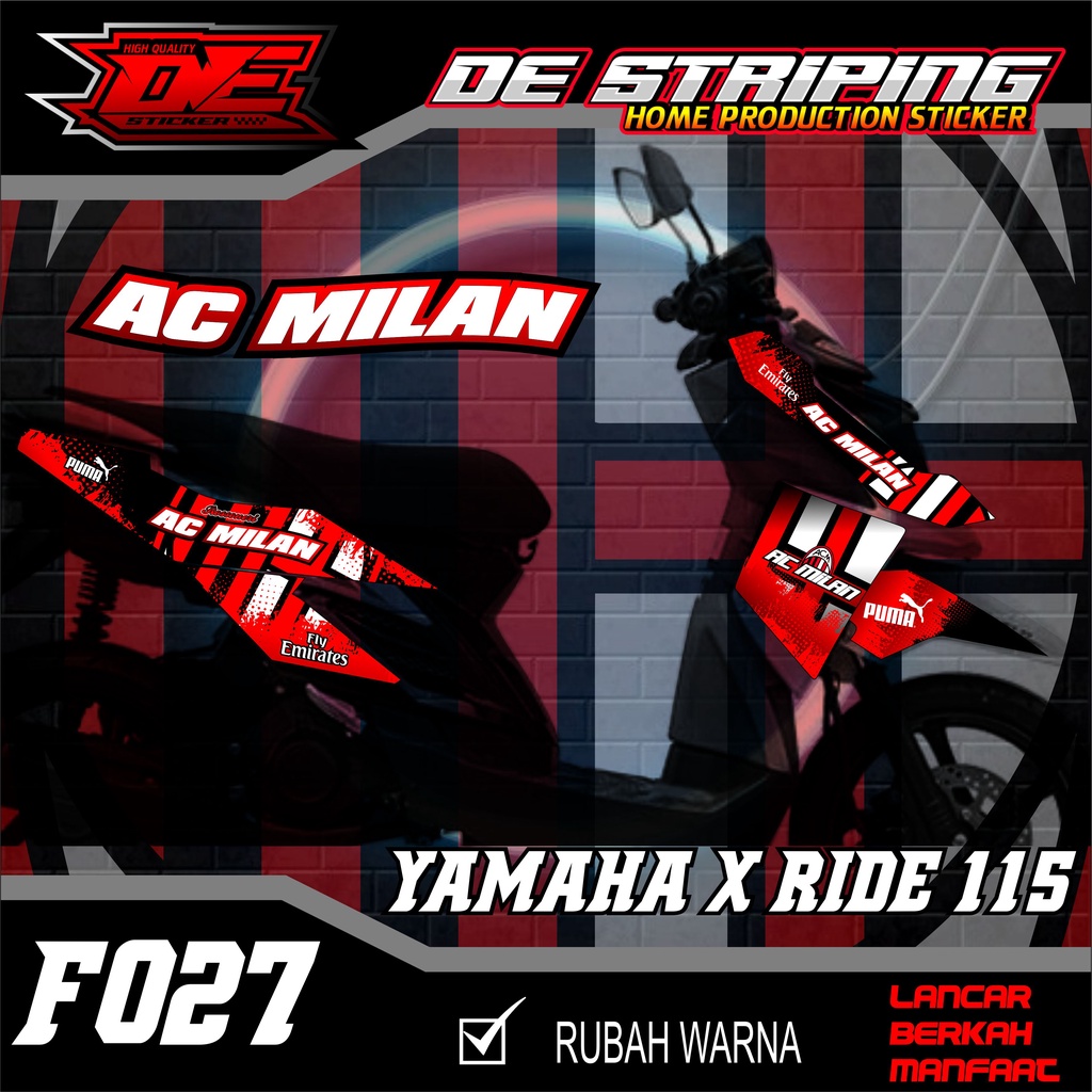 Jual Stiker Variasi X-RIDE 115 CC motif AC MILAN f027 | Shopee Indonesia