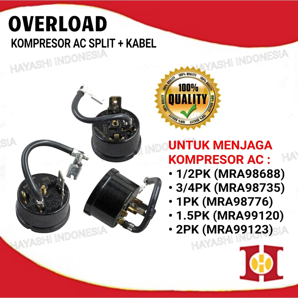Jual Overload Kompresor AC Split Bulat Kabel 1/2 3/4 1 11/2 2 0.5 1.5 ...