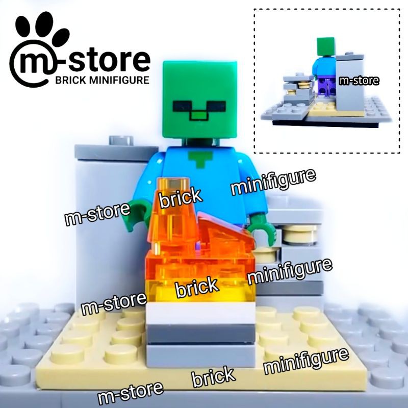 Jual lego minecraft mine craft zombie minifigure on fire | Shopee Indonesia