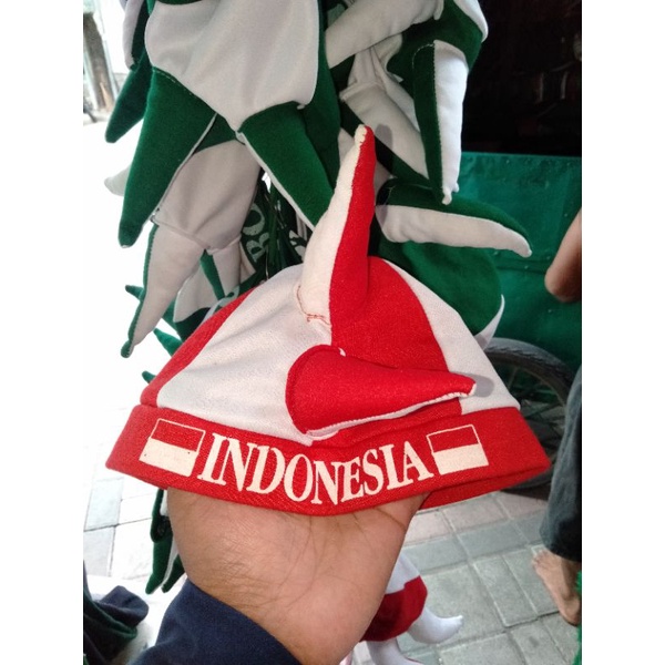 Jual Topi TANDUK Timnas Indonesia PUNK Merah Garis Putih Versi Garuda ...