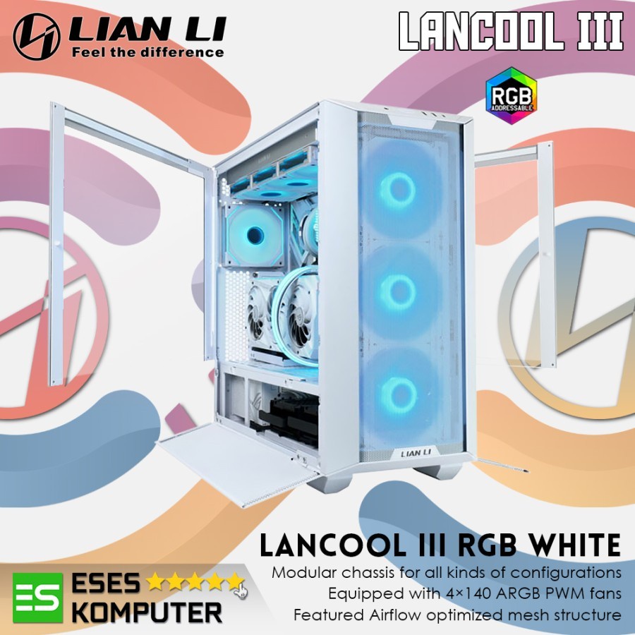 Jual Case LIAN LI LANCOOL III RGB WHITE| ATX | 4X 140MM ARGB FAN | TYPE ...