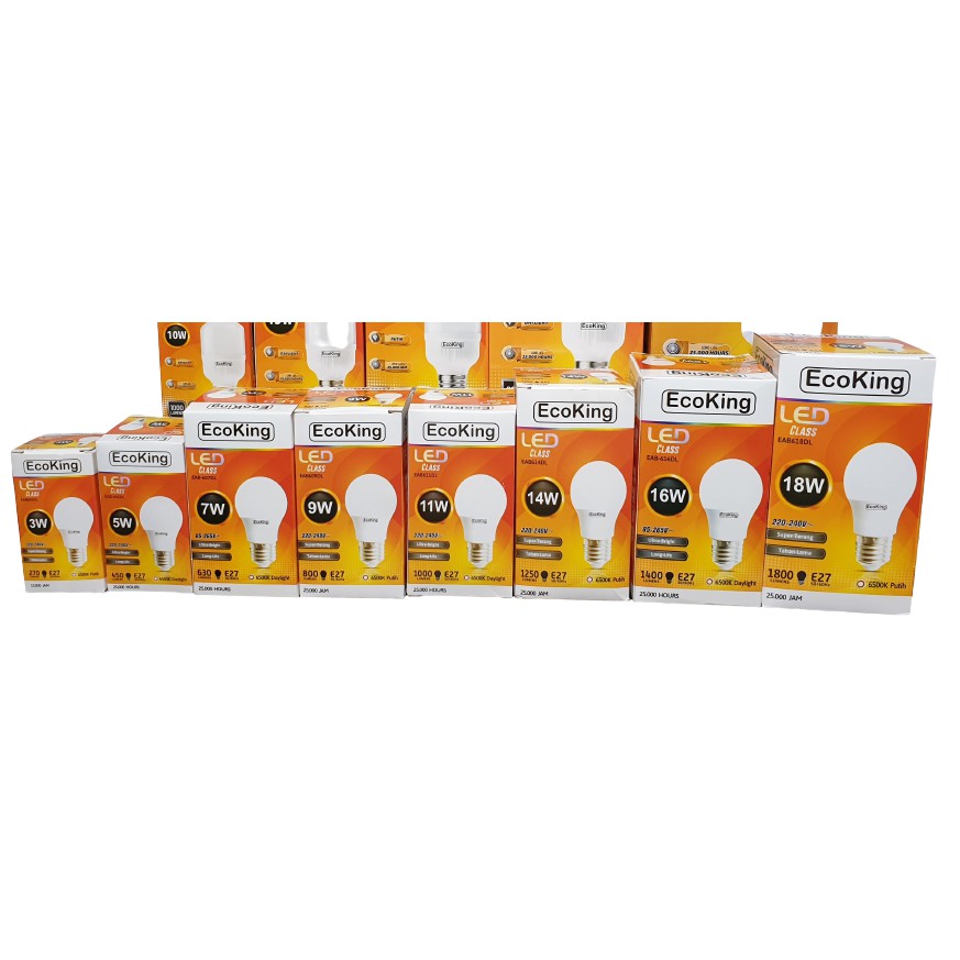 Jual LAMPU BULB LED LAMPU LED / LAMPU ECOKING CLASSIC 3w , 5w , 7w , 9w , 11w , 14w , 16w , 18w ...