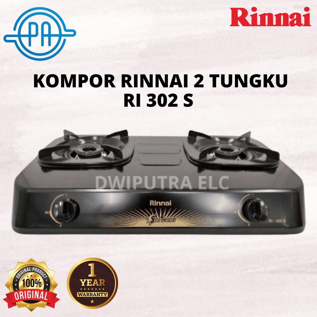 Jual KOMPOR GAS RINNAI 2 TUNGKU RINNAI 302 S / RI302S SNI TEFLON WITH SUN BURNER | Shopee Indonesia