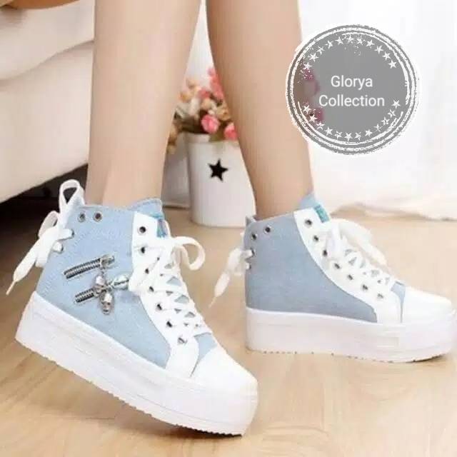Jual Sepatu boot denim hak dalam 5cm | Shopee Indonesia