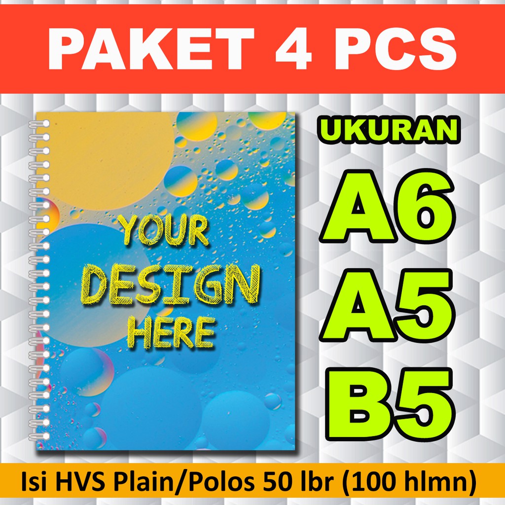Jual Paket 4 pcs Buku Notes / Notes Custom / Note Book / Notes | A6 ...