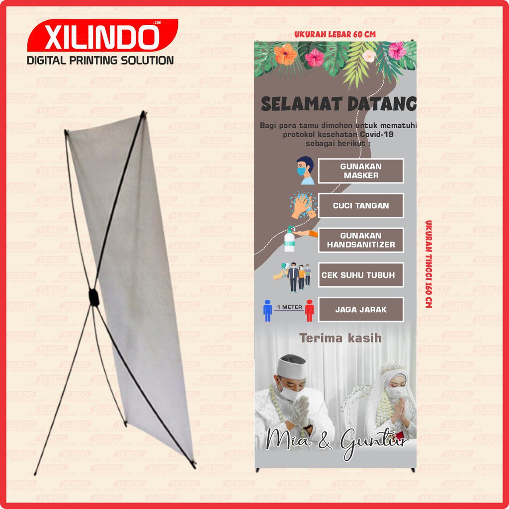 Jual PAKET STAND BANNER XBANNER PERNIKAHAN PROTOKOL KESEHATAN MOTIF ...