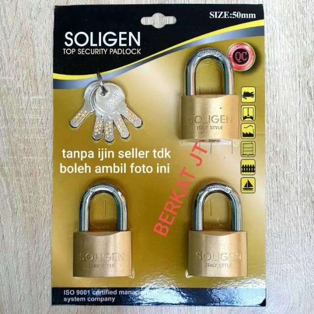 Jual GEMBOK KUNINGAN ASLI 50 / GEMBOK MASTER KEY 50 MILI PAKET ISI 3 ...