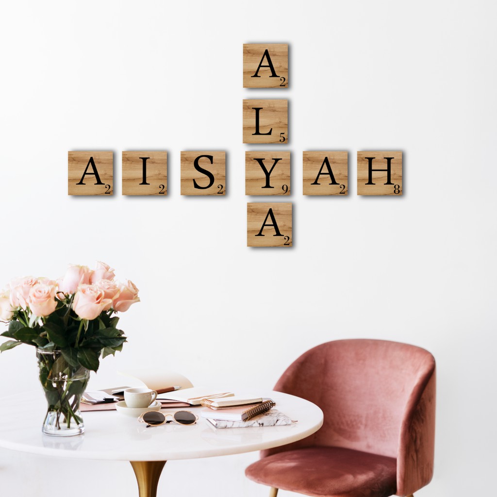 Jual DEKORASI PAJANGAN RUMAH HURUF DESAIN SCRABBLE 15x15 | Shopee Indonesia