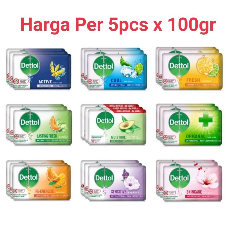 Jual DETTOL BAR SOAP ISI 5PCS DETTOL SABUN MANDI | Shopee Indonesia