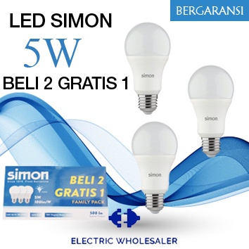 Jual LAMPU LED FAMILY PACK BELI 2 GRATIS SATU 5W SIMON ( PAKET HEMAT ...
