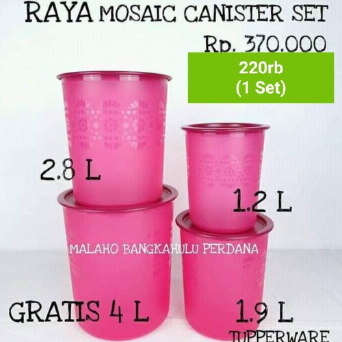 Jual Tupperware Raya Mosaic Canister Set Free Large Mosaic Canister ...
