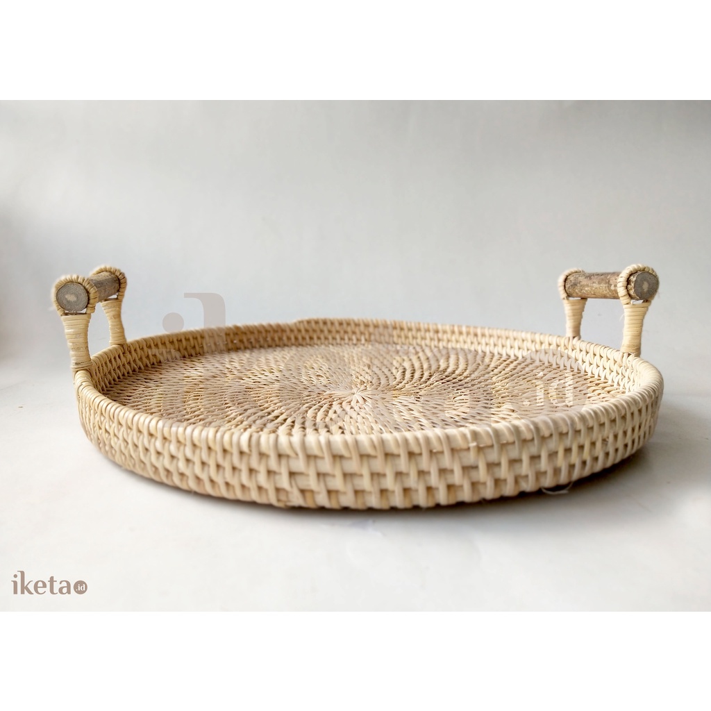 Jual Nampan Rotan Bulat - Gagang Rotan/Rattan Tray Handmade/Baki ...