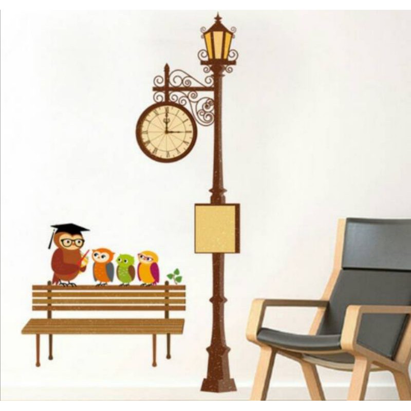 Jual Wallsticker Lampu Taman Jam Owl Study uk 60x90 cm | Shopee Indonesia